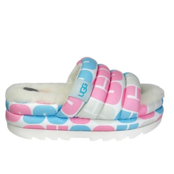 UGG Pride Puffer NEW Platform Pink 1127076 Platform Sheepskin Slide Sandal
